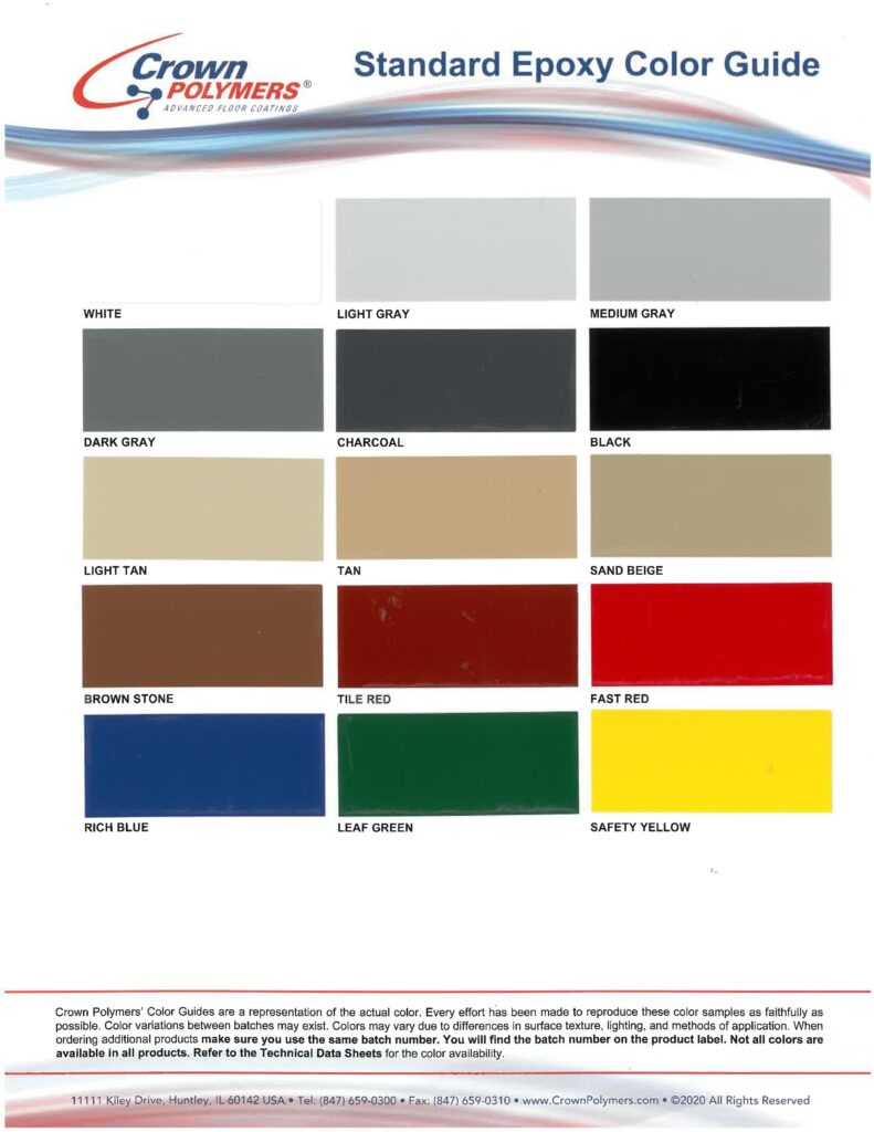 Color Charts | Crown Polymers Flooring Finishes