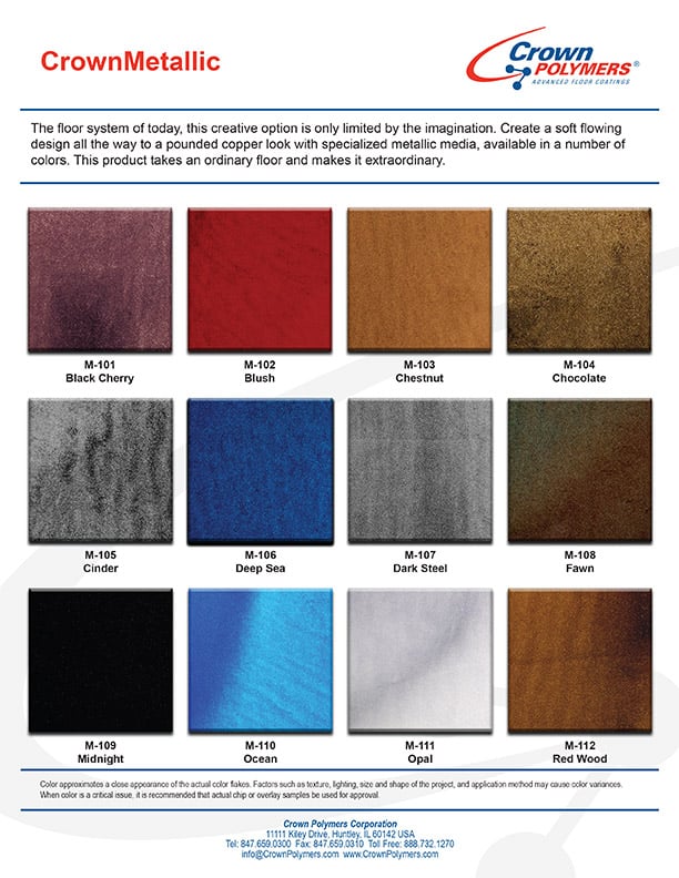 Color Charts | Crown Polymers Flooring Finishes