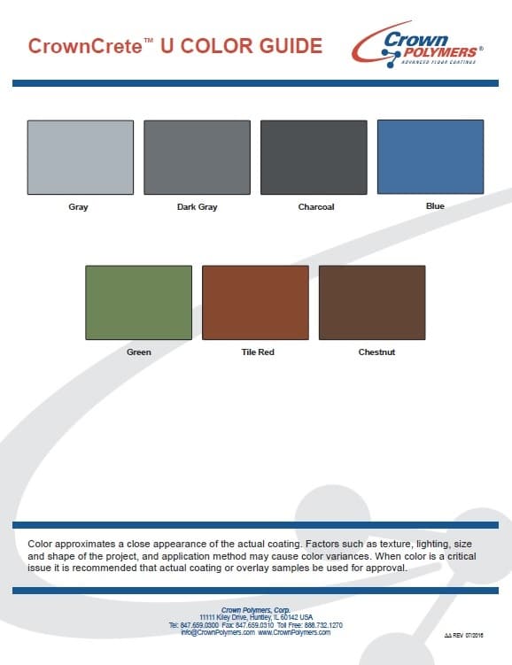 Color Charts | Crown Polymers Flooring Finishes