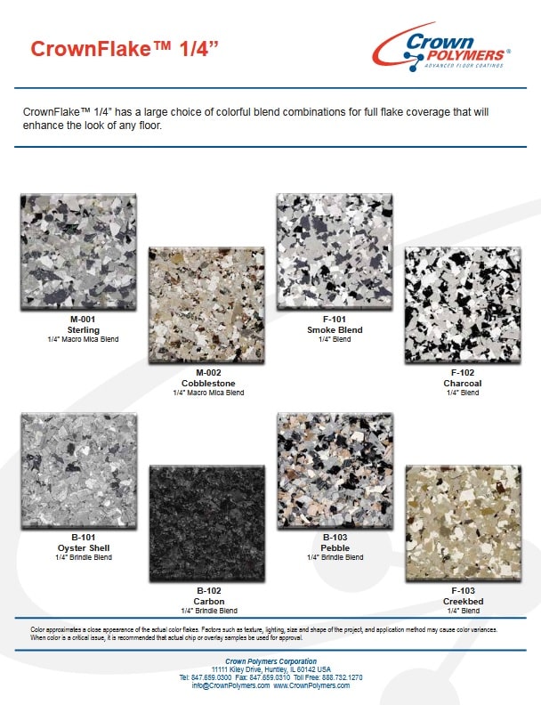 Color Charts | Crown Polymers Flooring Finishes